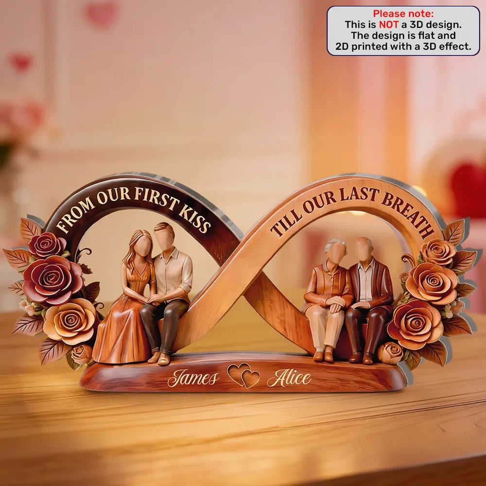 Shaped Acrylic Block Plaque with Infinity Love Memory Scene, Warm Rose ...