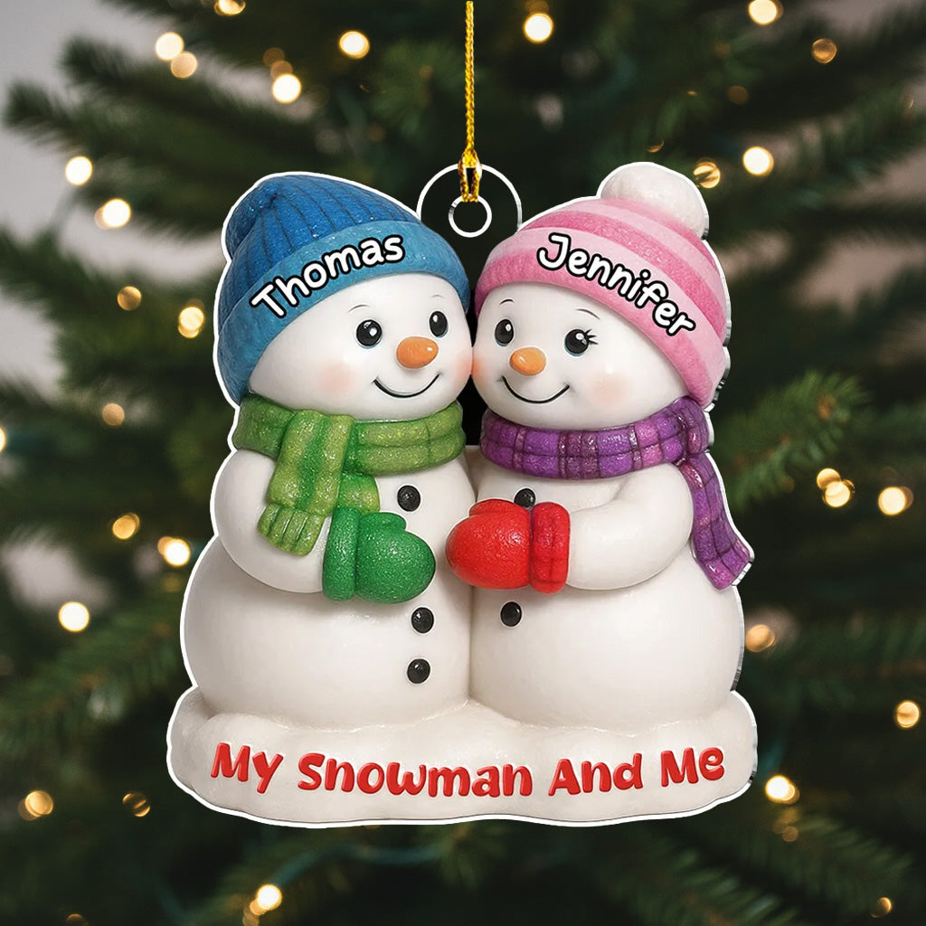 Snowman Couple Ornament - Personalized Hugging Snowmen for the Christm ...