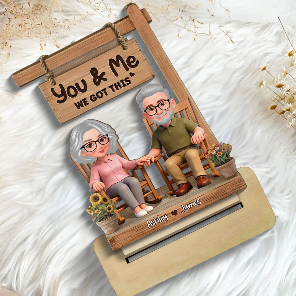 Personalized 2-Layer Wooden Plaque Rocking Chair Couple, You & Me We G ...