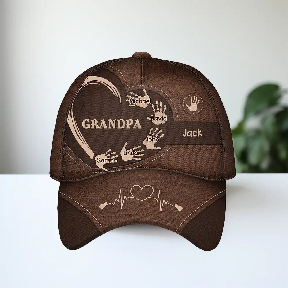Customized Grandpa Classic Cap with Kids’ Handprints – Sentimental Gif ...