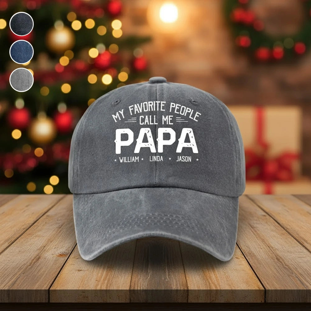 Personalized Washed Denim Baseball Cap with Papa Quote, Custom Kids' N ...