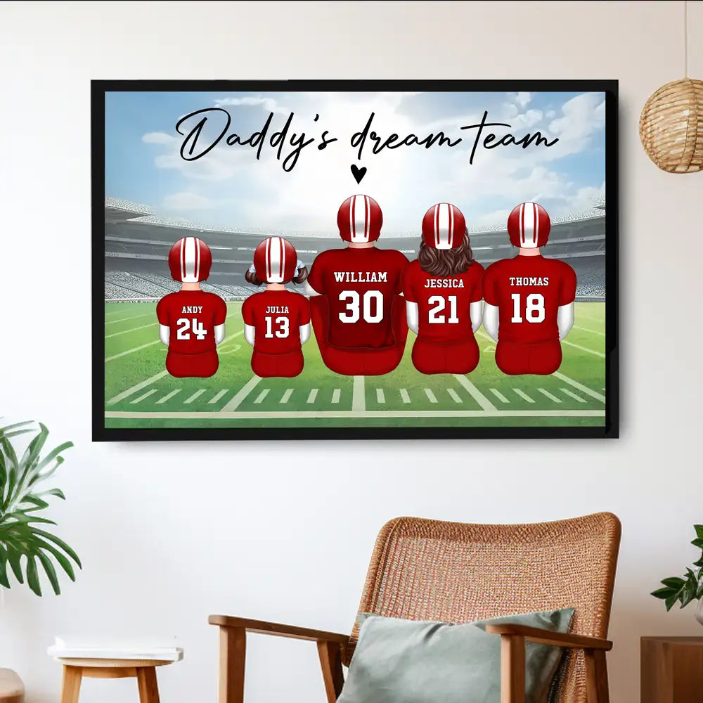 “Daddy’s Dream Team” Personalized Football Poster / Canvas – Touchdown ...