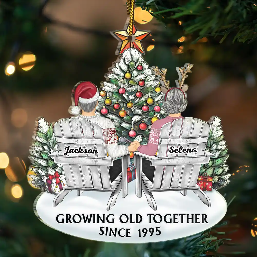 Personalized Acrylic Ornament of Couple Holding Hands under Christmas ...