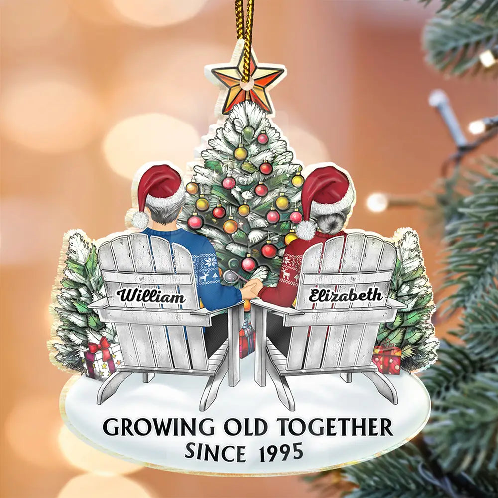 Personalized Acrylic Ornament of Couple Holding Hands under Christmas ...