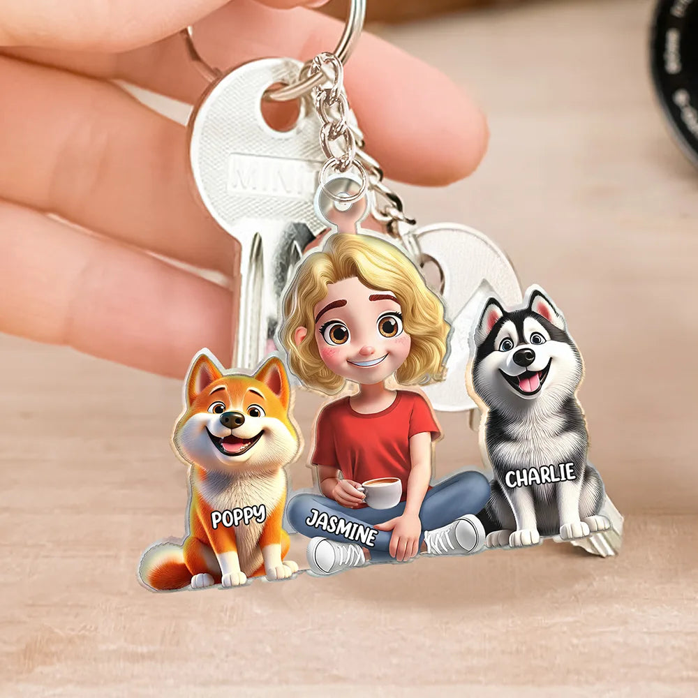 Personalized Dog Mom & Dad Acrylic Keychain with 3D Effect – DoyoBest