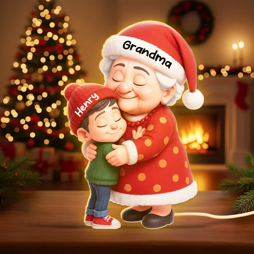 Grandma and Grandkid Hug Acrylic Light Box – A Heartwarming Christmas ...