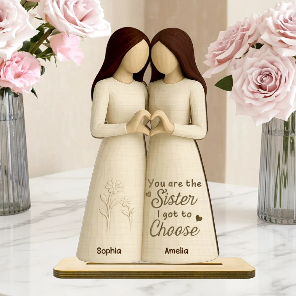 Besties Heart Hands Personalized Standing Wooden Plaque, Birthday Gift ...