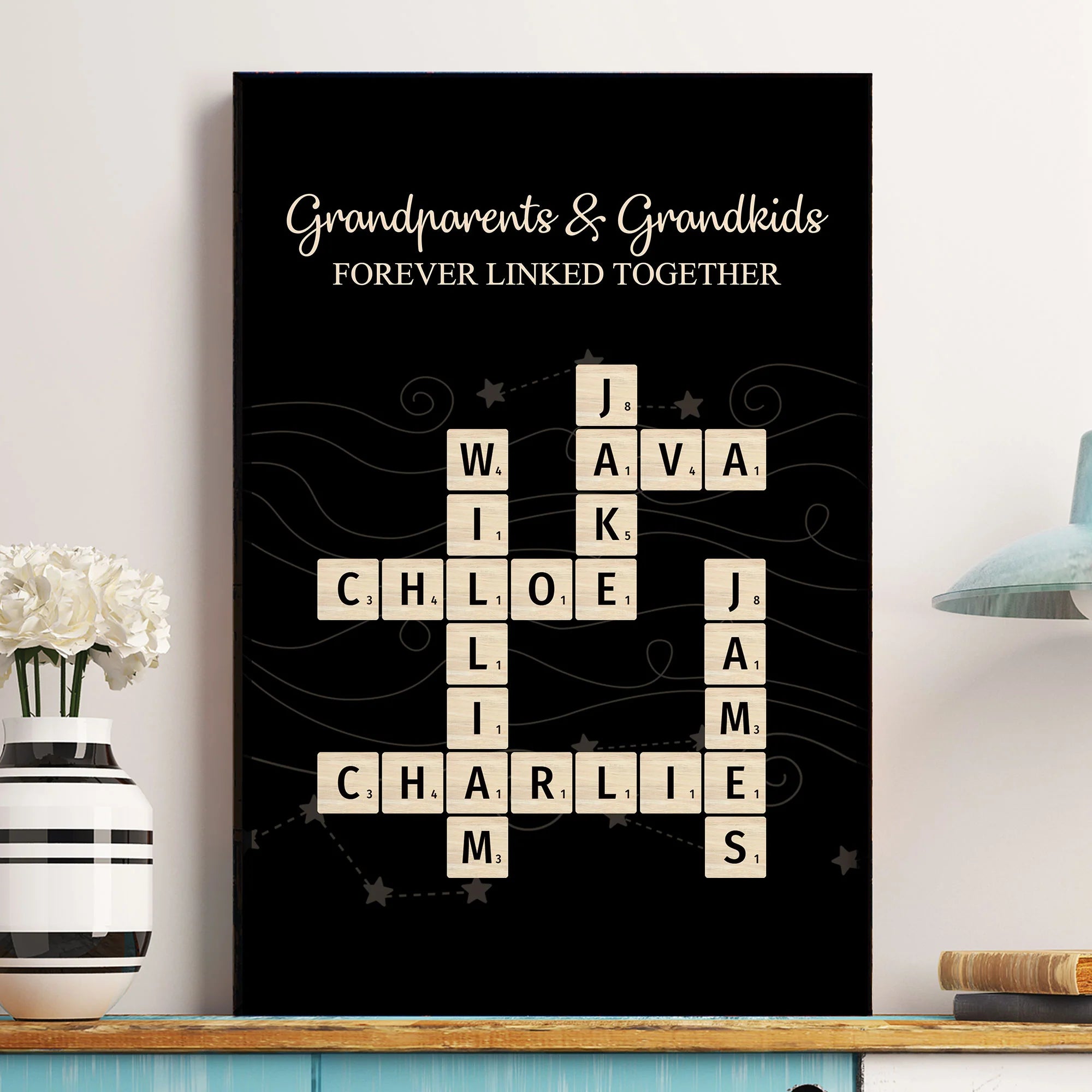 Personalized Grandparents & Grandkids Poster Linked Like Scrabble Tile ...