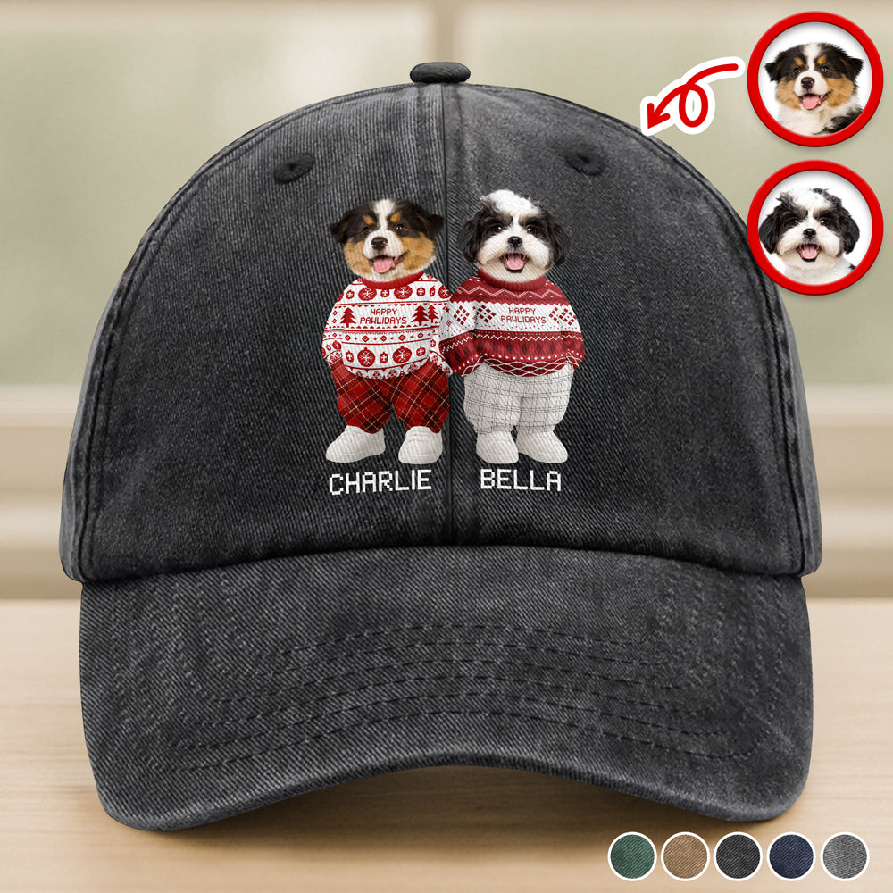 Personalized Washed Denim Baseball Cap with Custom Pet Portraits & Chr ...