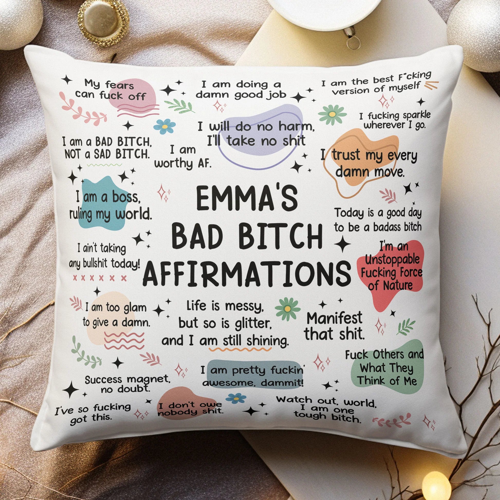 My Badass Affirmations Pillow - Self Gift, Gifts For Daughter, Friends ...