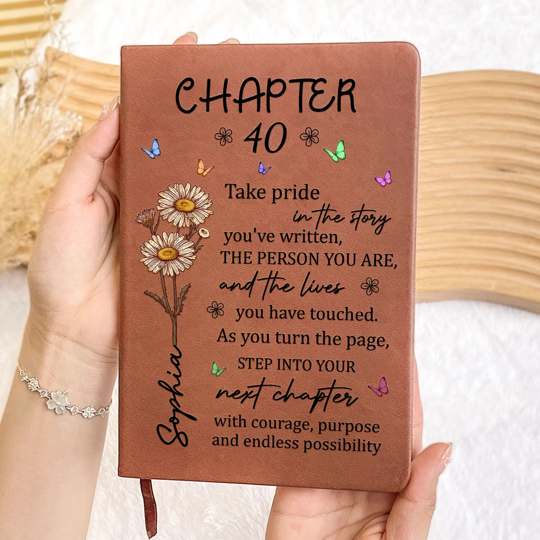 Personalized Leather Journal 'One More Chapter of Life' – Uplifting Ne ...