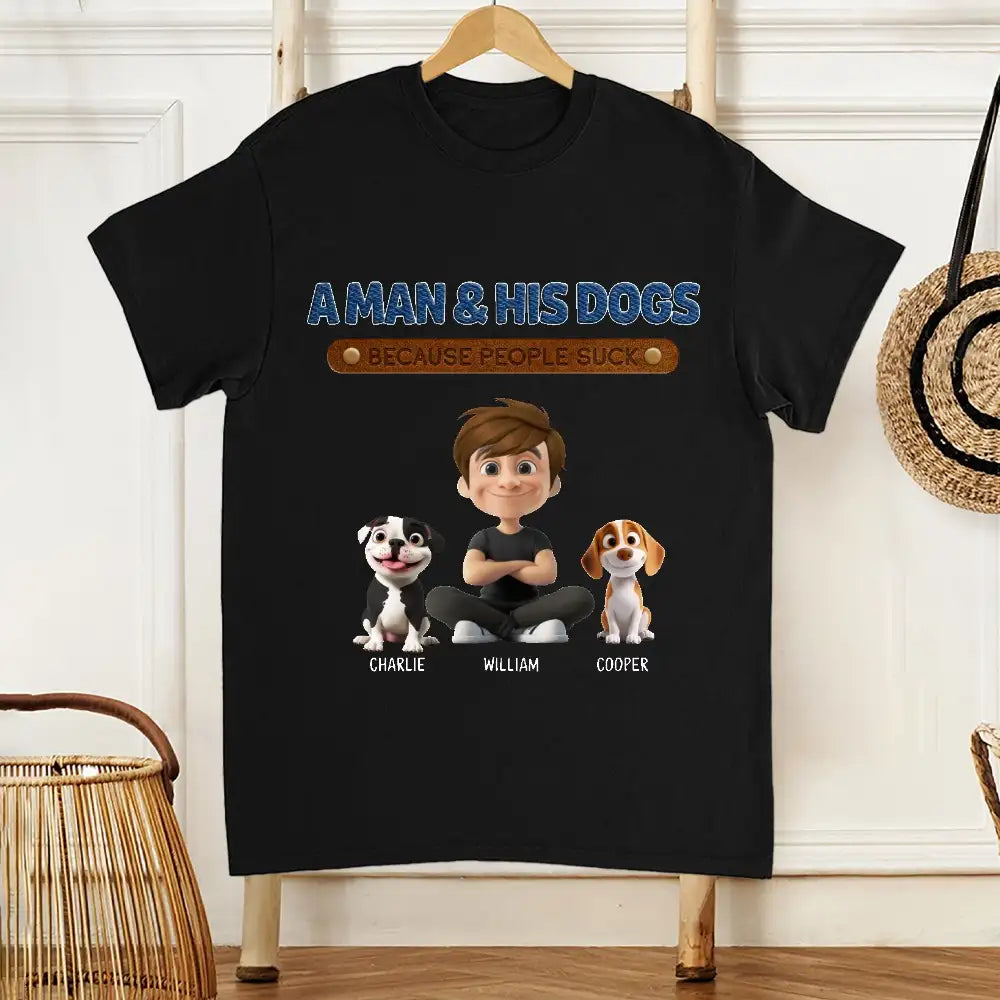 Classic Tee for Dog Lovers with Creative Print Design, Gift for Friend ...
