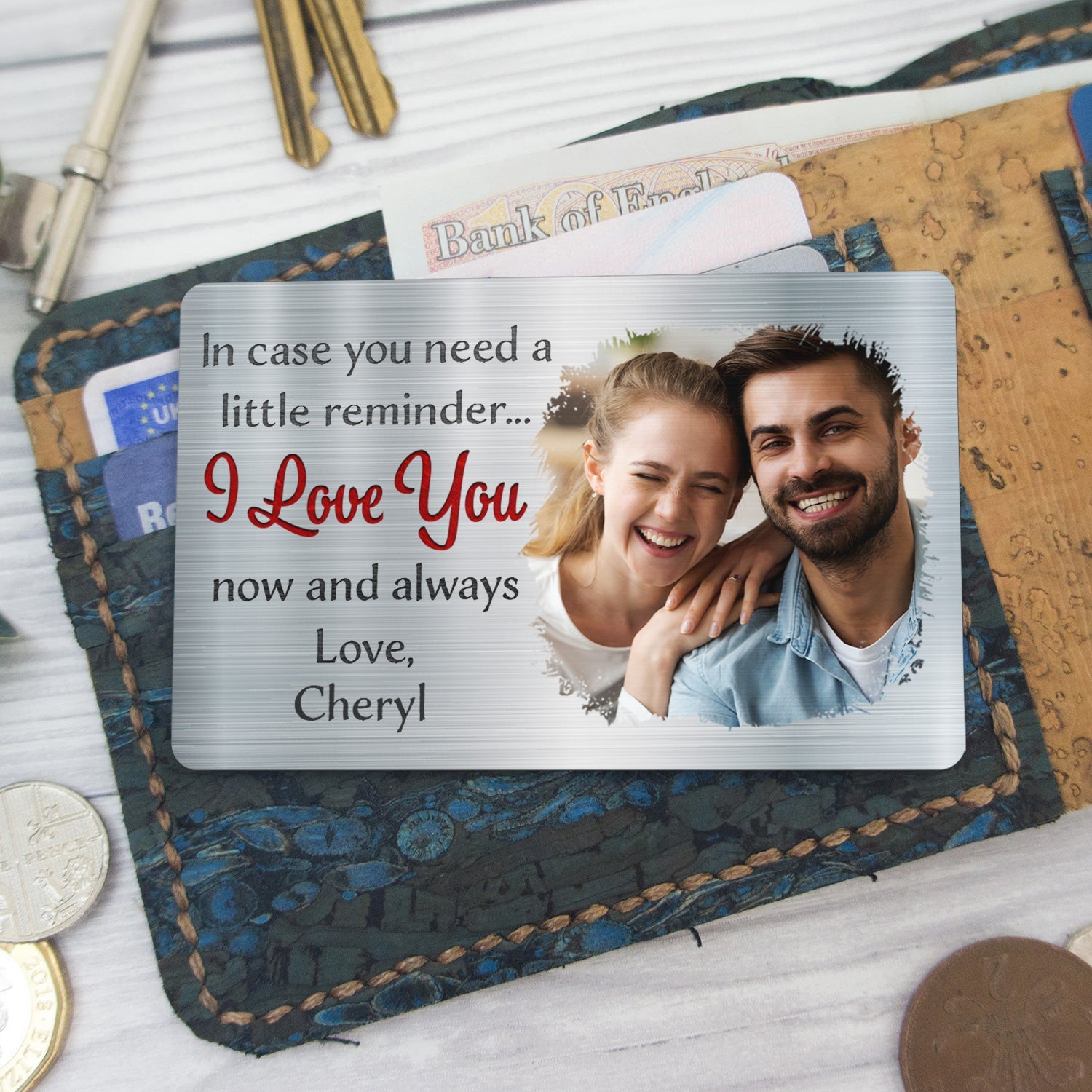 "I Love You" Custom Wallet Card – Engraved Love Message with Photo ...