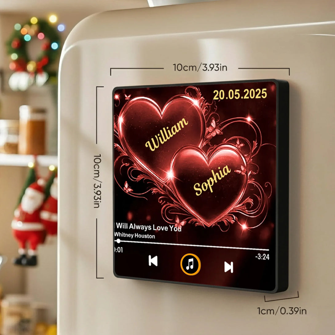 Personalized Acrylic Music Magnet with Glowing Double Hearts – Custom ...