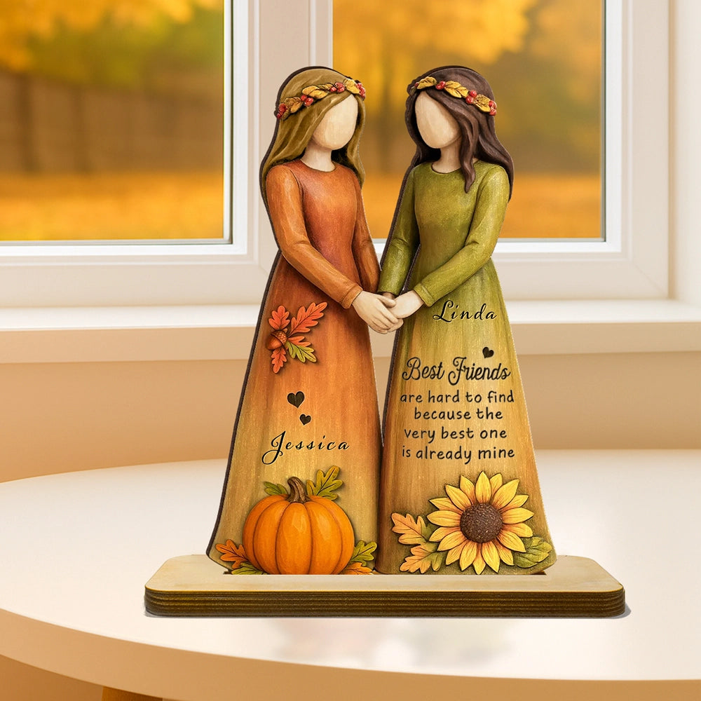 Handcrafted Wooden Plaque - Girls Holding Hands Friendship Décor – DoyoBest