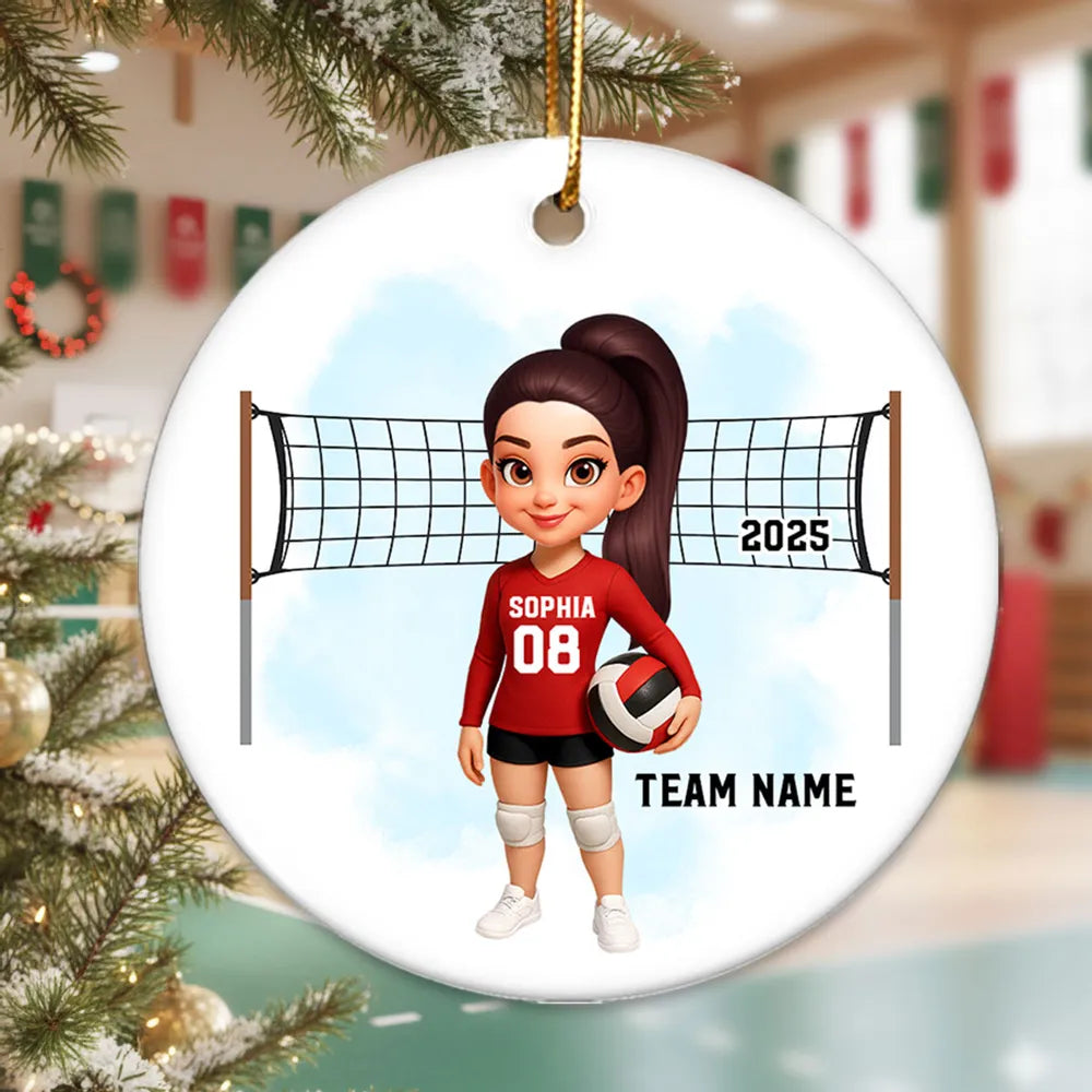 Volleyball Ceramic Ornament — customizable team & number, net backdrop ...