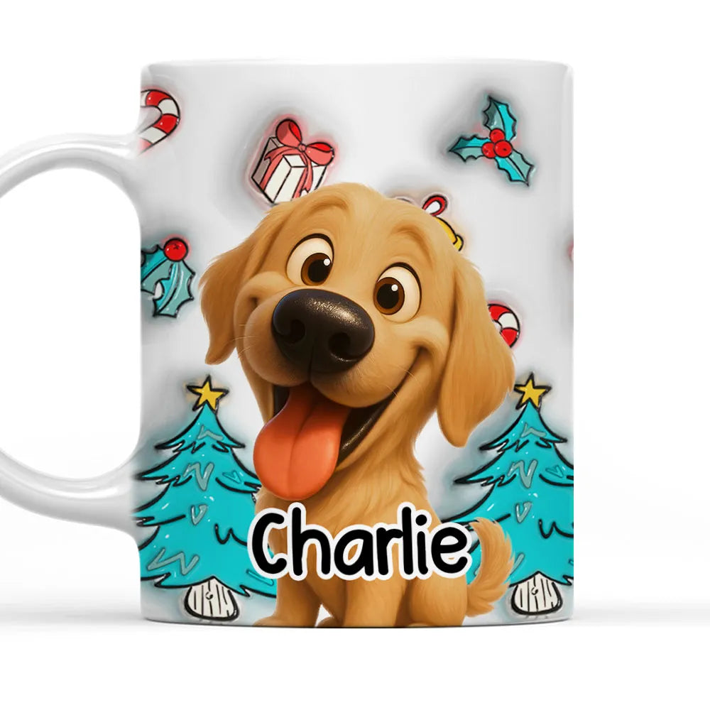 Adorable Dog Christmas White Ceramic Mug – Festive Cartoon Style, Perf ...