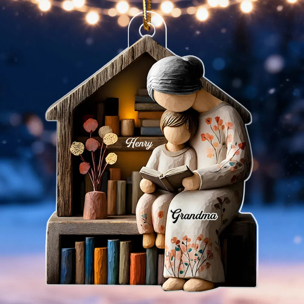 Acrylic Ornament Personalized for Grandma, Sweet Storytime Scene With ...