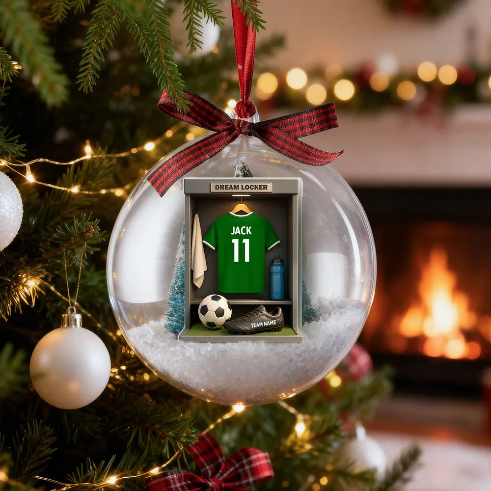 Christmas Snow Globe Ornament - Soccer Locker Mini Scene, Clear Acryli ...
