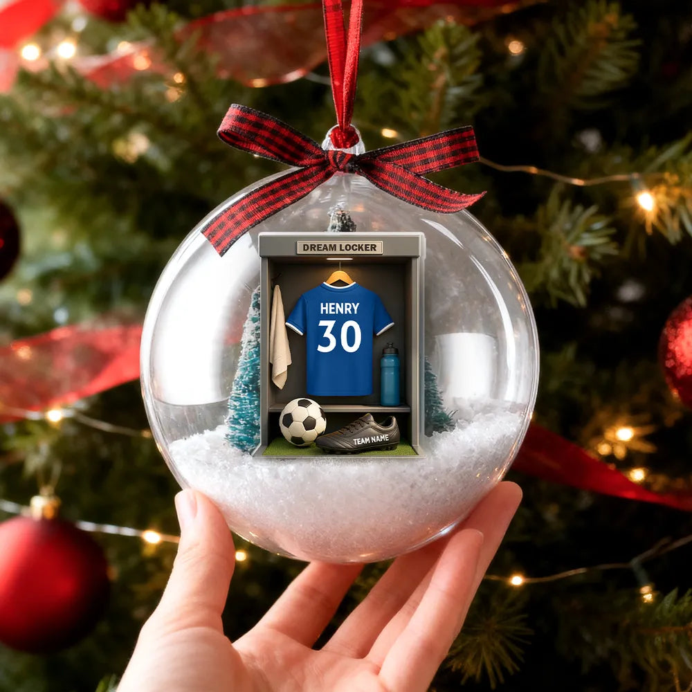 Christmas Snow Globe Ornament - Soccer Locker Mini Scene, Clear Acryli ...