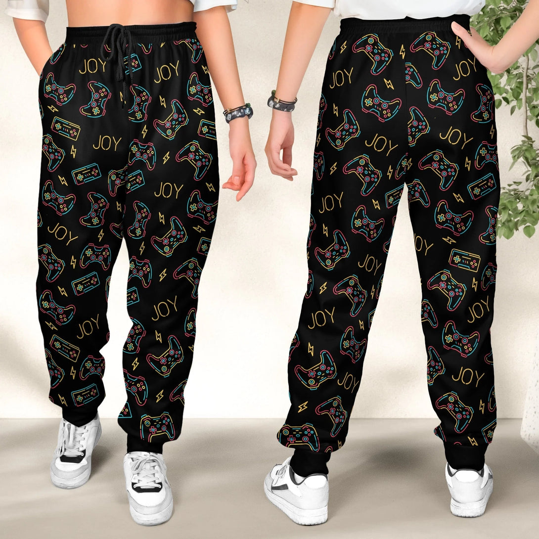 Personalized Gamer Sweatpants with Custom Name – Neon Game Controller ...