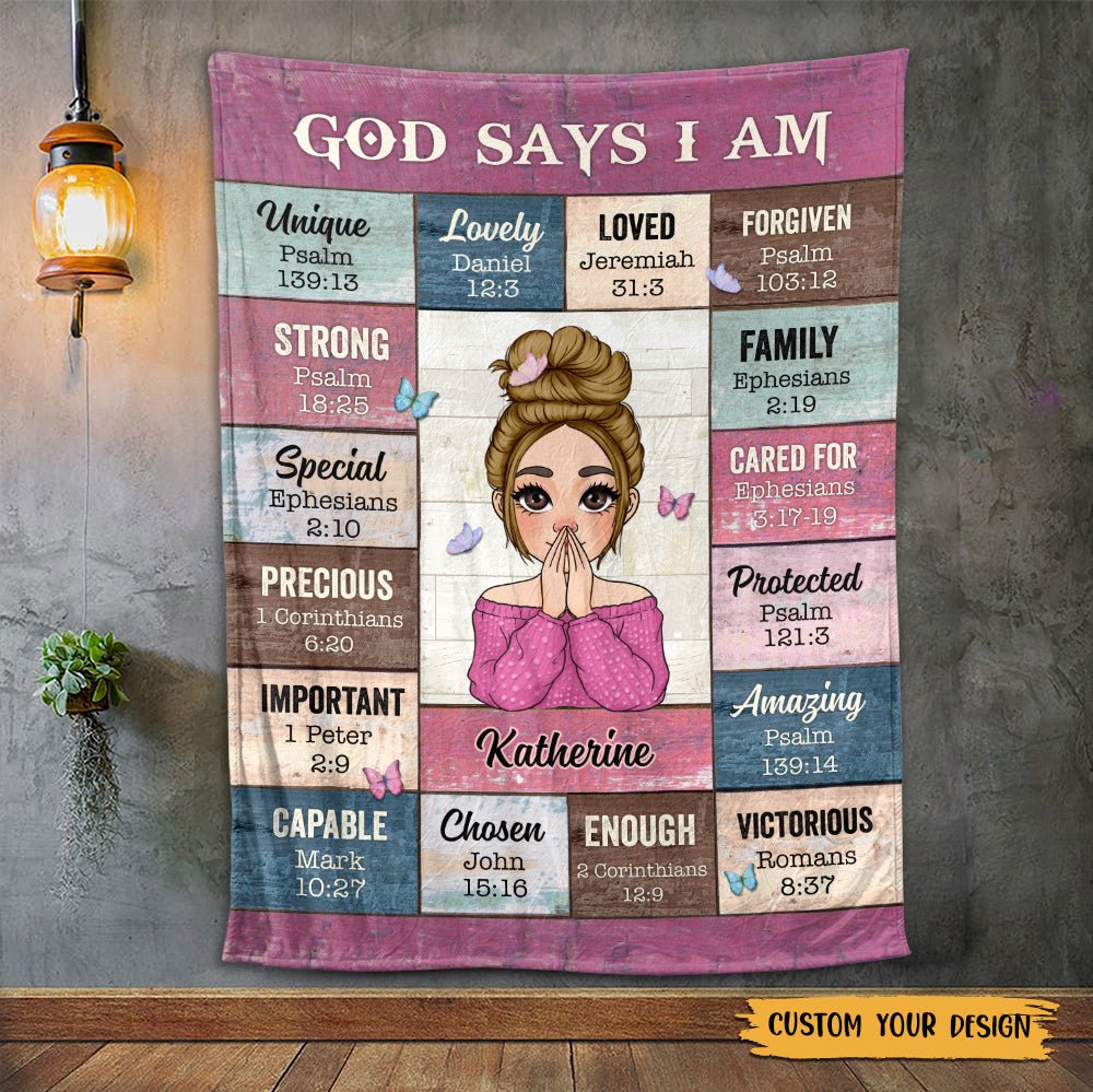Personalized God Says I Am Blanket - Soft throw with faith affirmation ...