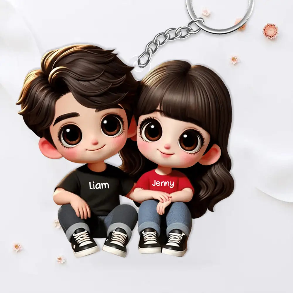 Custom Couple Sitting Keychain – Personalized Acrylic Keychain for Lov ...