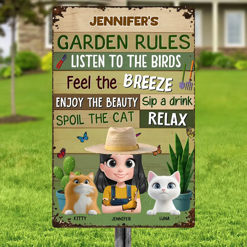 Garden Rules Metal Sign – Personalized Rectangular Iron Sign for Plant ...