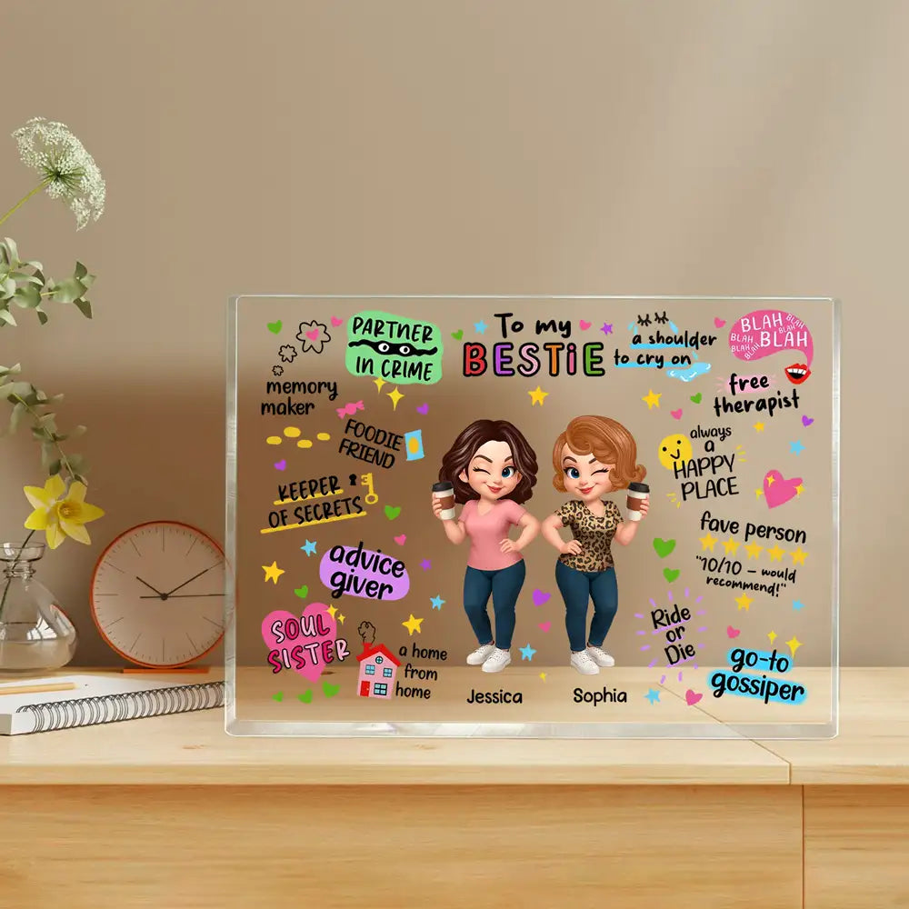To My Bestie – Personalized Acrylic Block Plaque for Sisters with Fun ...