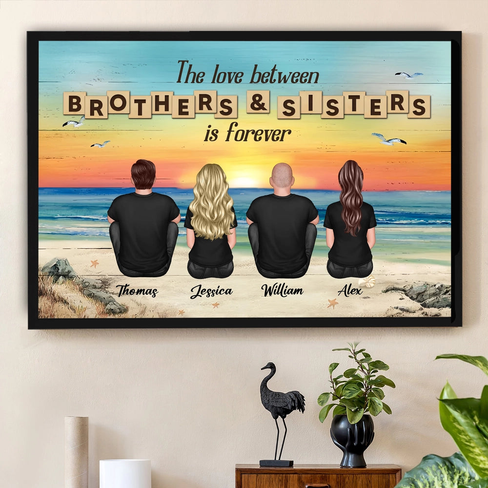 Brothers & Sisters Forever Poster — Personalized Beach Backview Wall A ...
