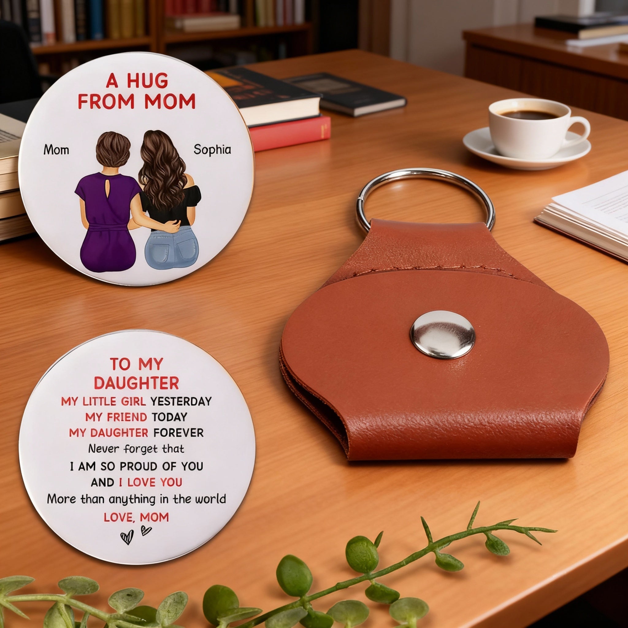 Mom and Daughter Pocket Hug – Customizable Pocket Hug Token with Sweet ...