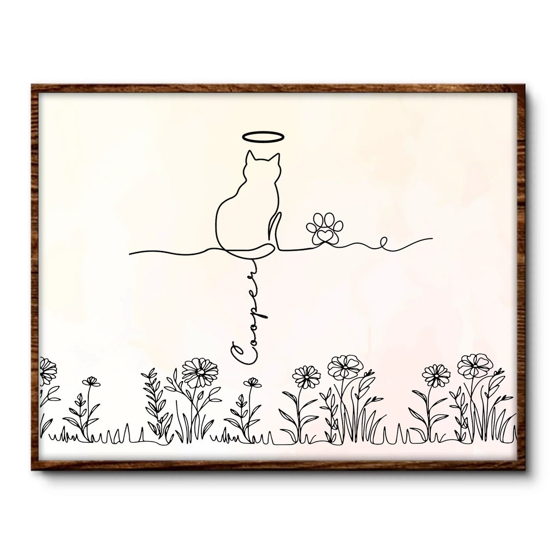Personalized Cat Lover Poster with Minimal Line Art Cats, Custom Wall ...