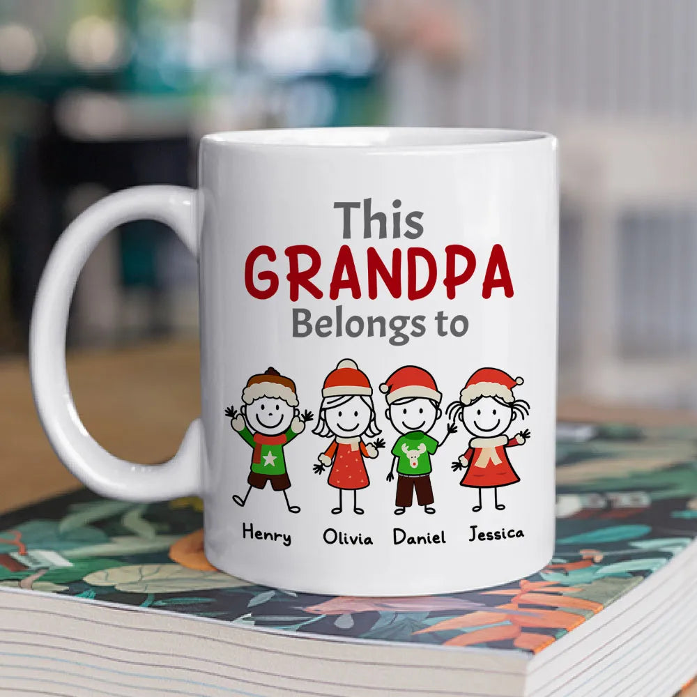 Grandpa Mug - Personalized 'This Grandpa Belongs To' Ceramic, Festive ...